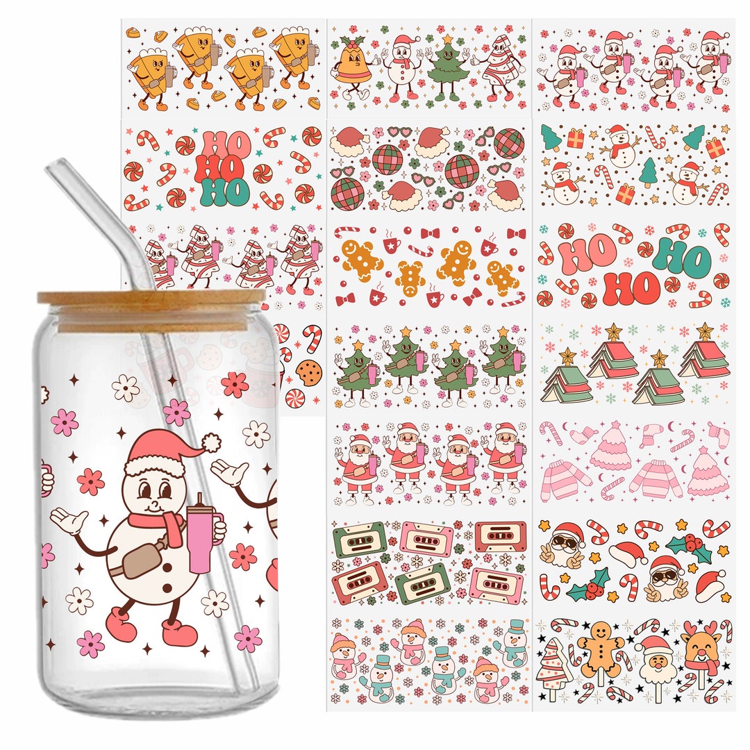 Christmas 16oz Libbey Glass Can Tumbler Sublimation Design Waterproof ...