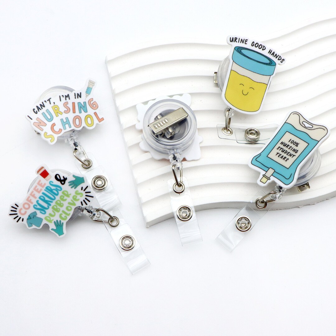 Retractable Badge Reel Funny Nurse Badge Holders ID Badge Clips Warmer ...