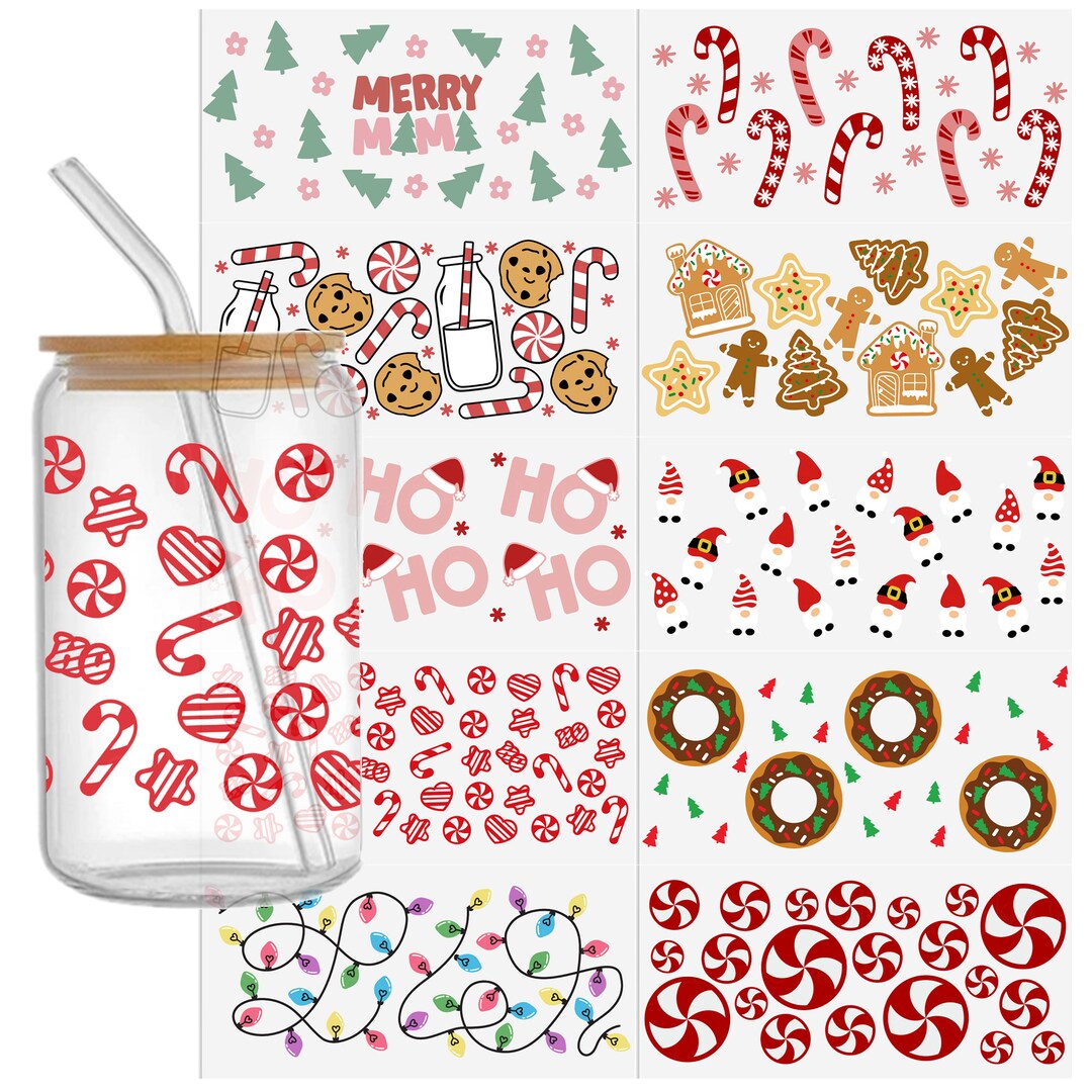 Christmas Tree 16oz Libbey Glass Can Tumbler Sublimation Design ...
