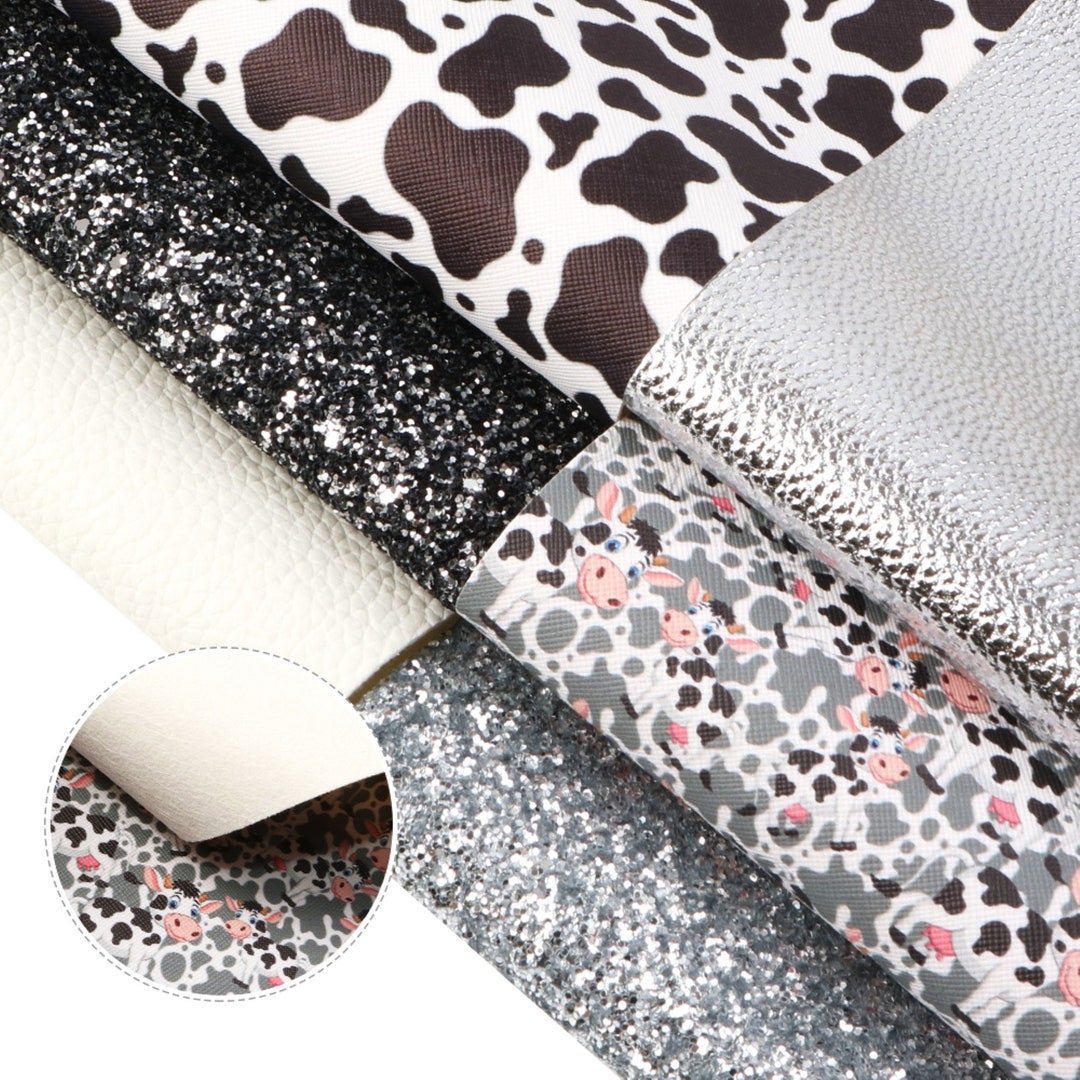 7.7x12.9 Inch Cow Pattern Faux Leather Sheets DIY Earring Hair Bow ...