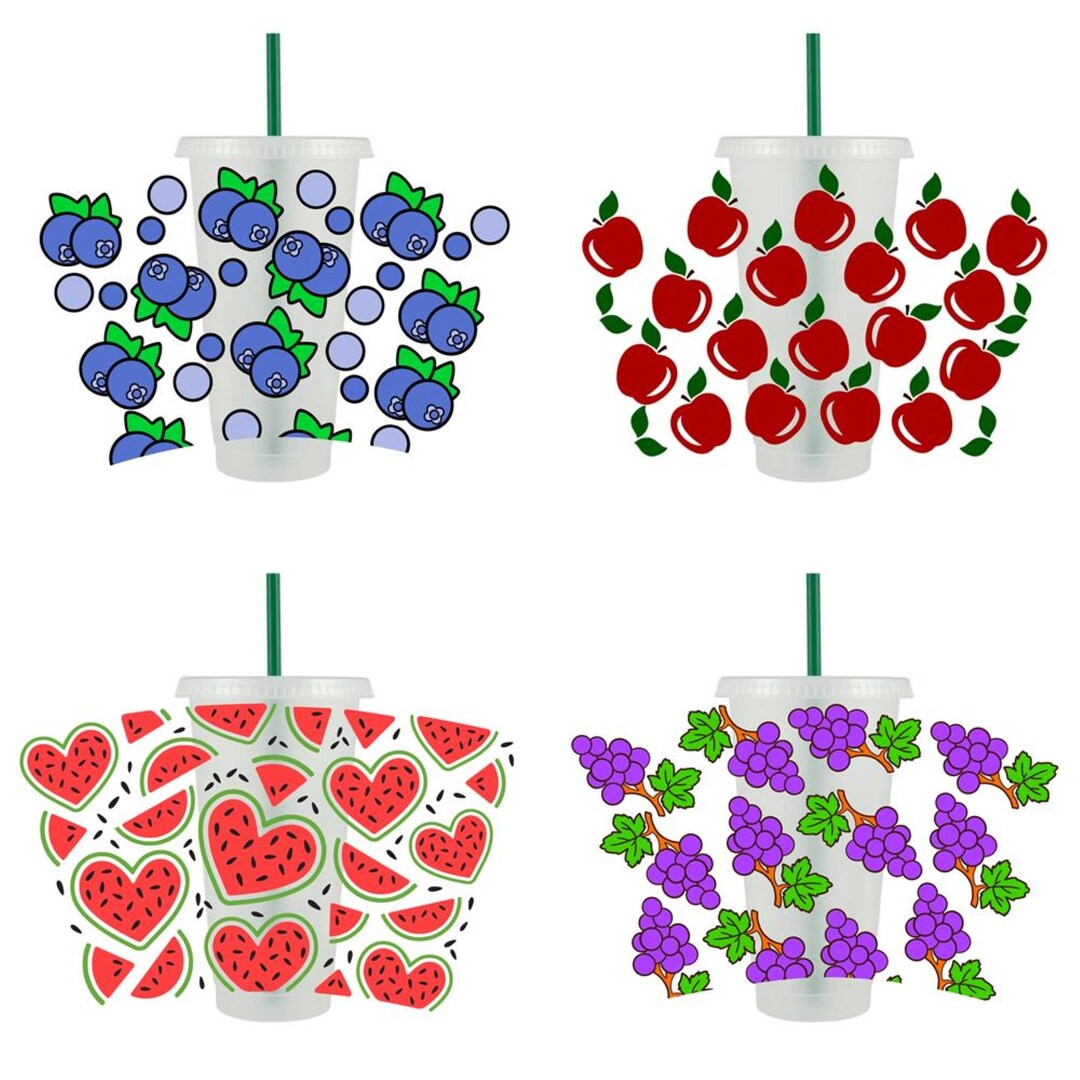 24oz Fruit Apple DTF Sticker for Cups Cool Personalize UV Wrap Sticker ...