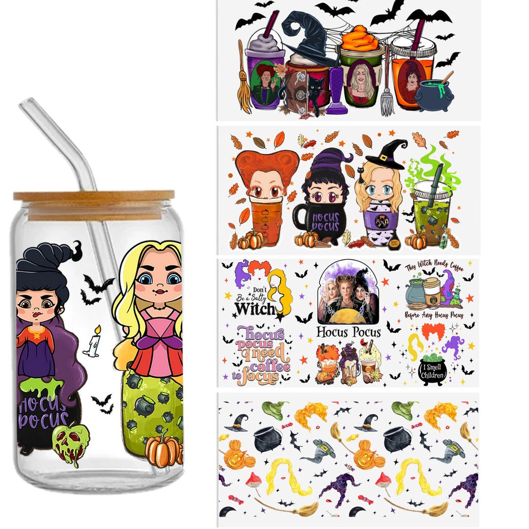 Hocus Pocus 16oz Libbey Glass Can Tumbler Sublimation Design Waterproof ...