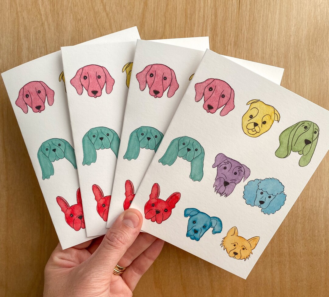 Watercolor Dog Notecards Hand Painted Set of 4 Watercolor Prints Blank ...