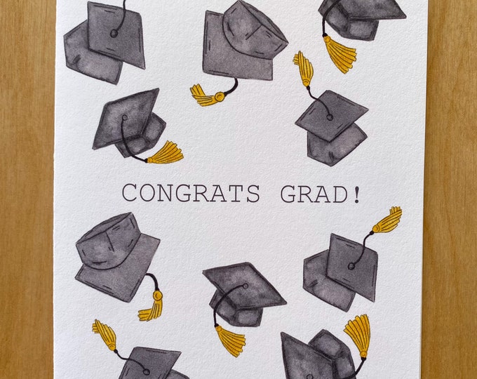 Watercolor Graduation Card Congrats Grad Hand Painted Graduation Card ...