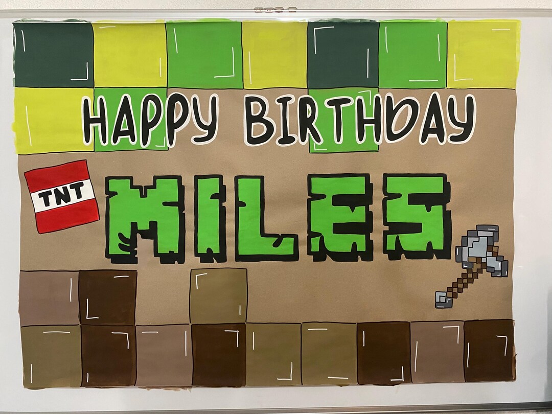 Hand Painted Minecraft Party Banner | Hand Painted Banner | Painted ...