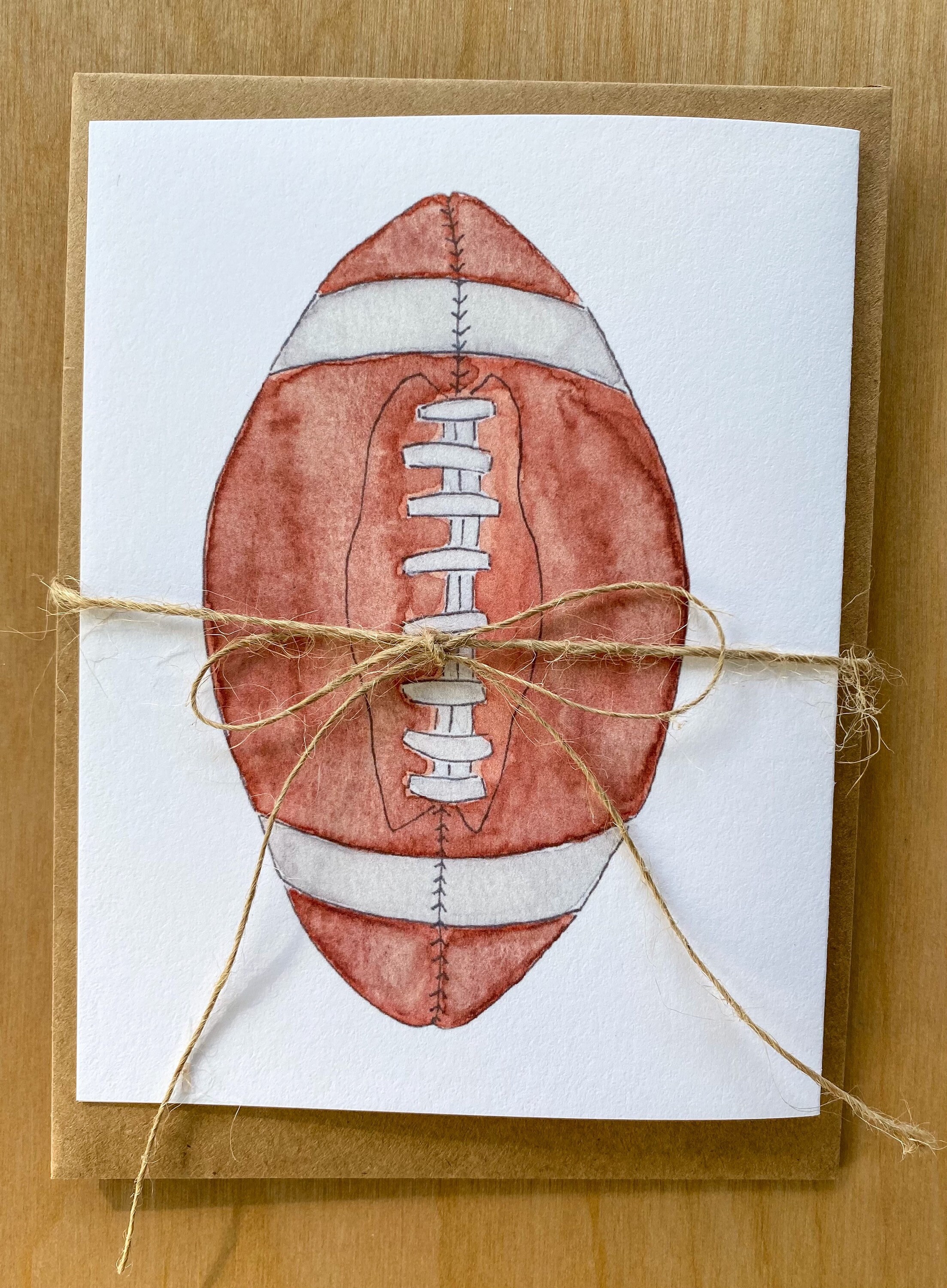 Watercolor Football Card Hand Painted Football Print Blank Card With ...