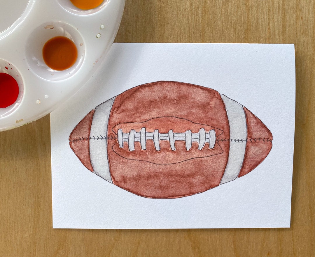Watercolor Football Card | Hand Painted Football Print | Blank Card ...