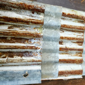 Rusty Corrugated Metal Sheet: Salvaged Barn Tin, Wall Decor (12"x12 ...