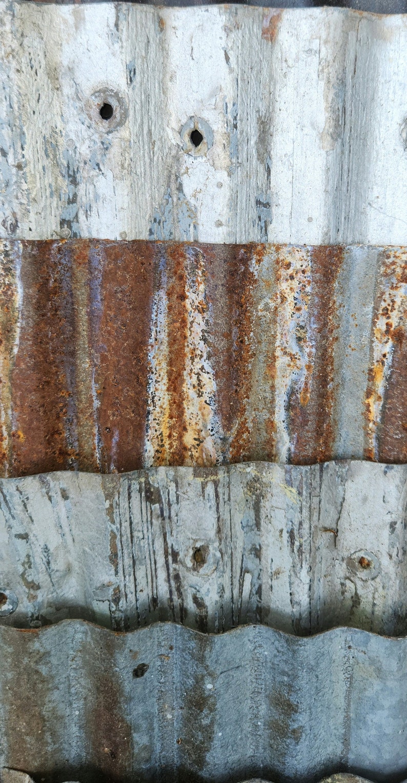 Rusty Corrugated Metal Sheet: Salvaged Barn Tin, Wall Decor (12"x12 ...