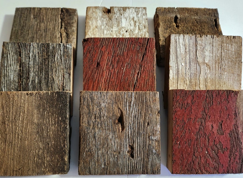 Reclaimed Barn Wood Blocks Craft Tiles - Etsy