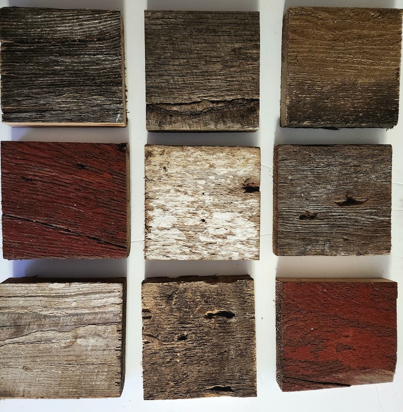 Reclaimed Barn Wood Blocks Craft Tiles - Etsy