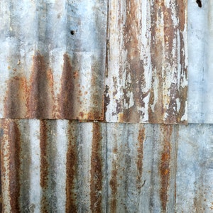Rusty Corrugated Metal Sheet: Salvaged Barn Tin, Wall Decor (12"x12 ...
