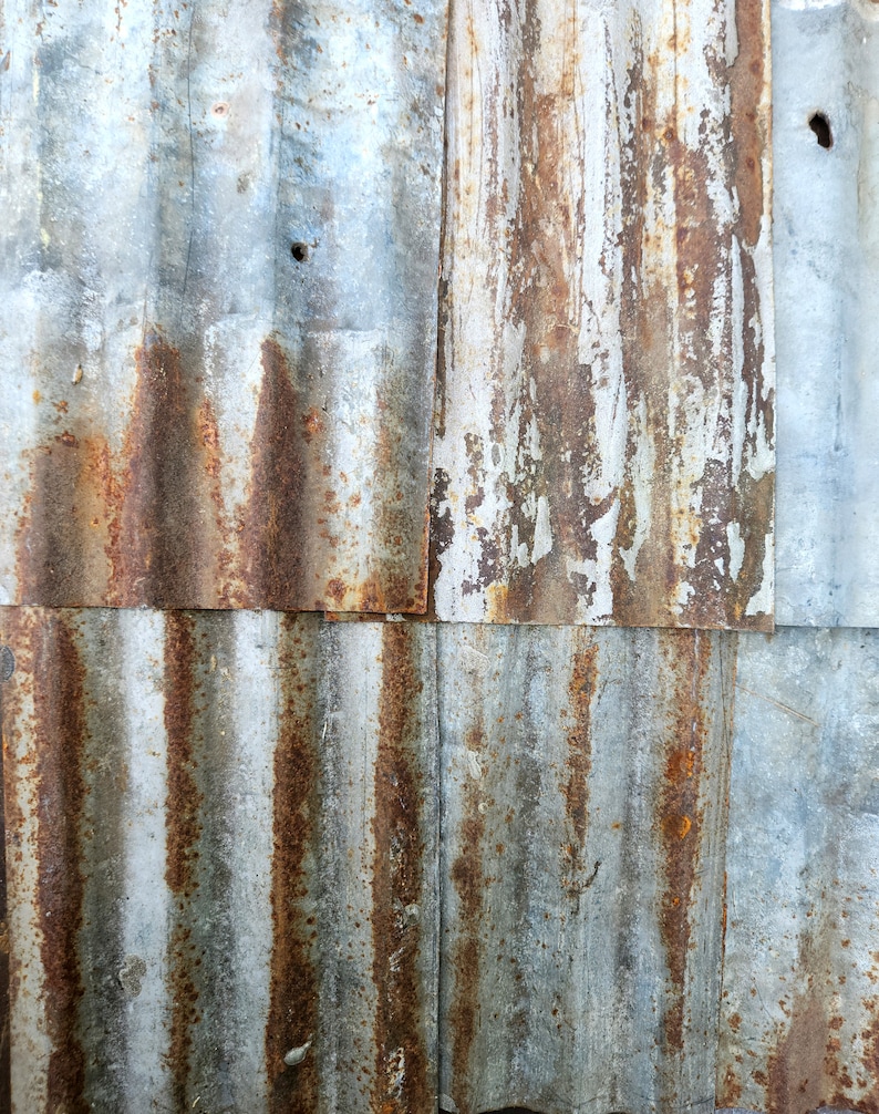Rusty Corrugated Metal Sheet: Salvaged Barn Tin, Wall Decor (12"x12 ...