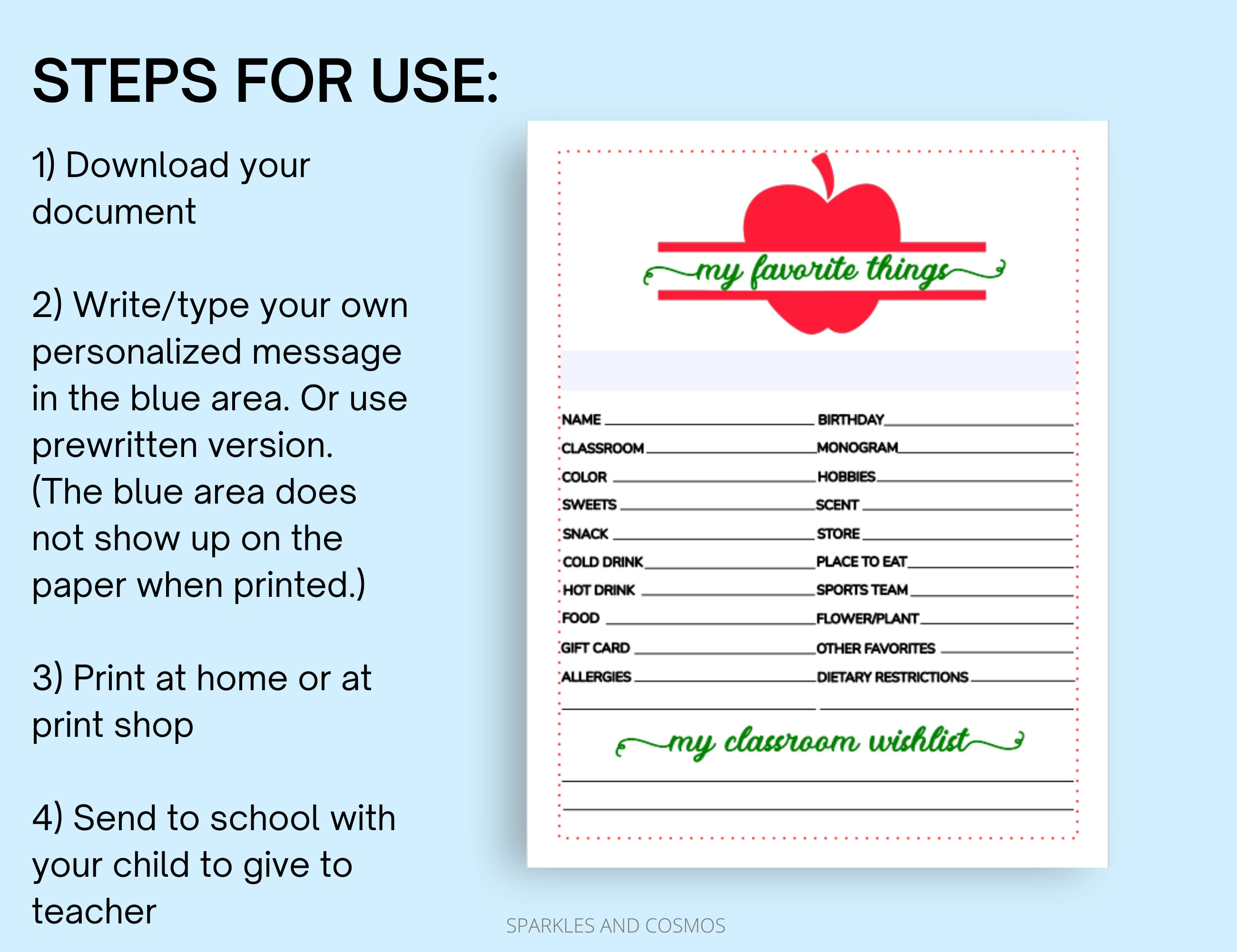 EDITABLE Teacher Favorite Things Survey Teacher Appreciation - Etsy