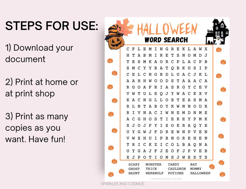 Halloween Word Search Printable- Word Search Puzzle- Halloween Kids ...