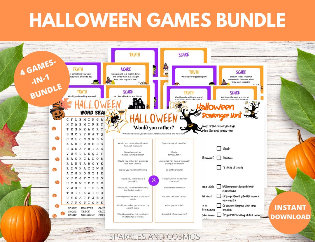 Halloween Party Games BUNDLE Printable- Halloween Scavenger Hunt- Would ...