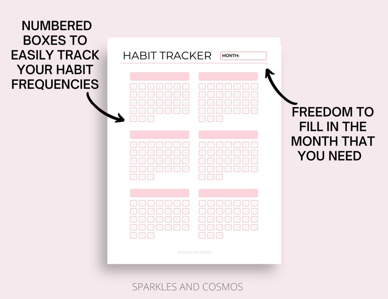 Monthly Habit Tracker Printable, Habit Tracker PDF, Monthly Goal ...