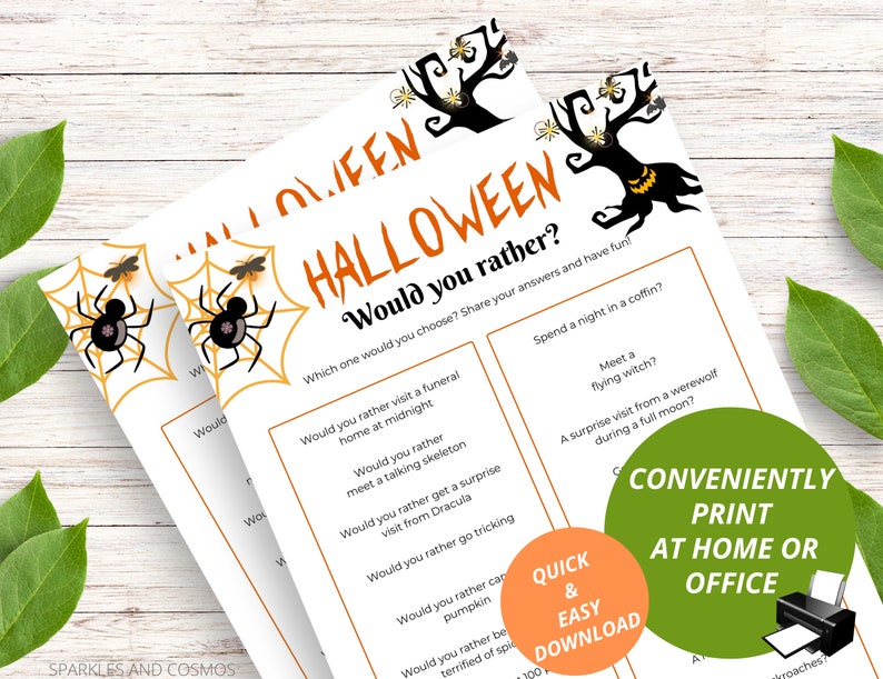 Halloween Would You Rather Printable- This or That - Game Printable ...
