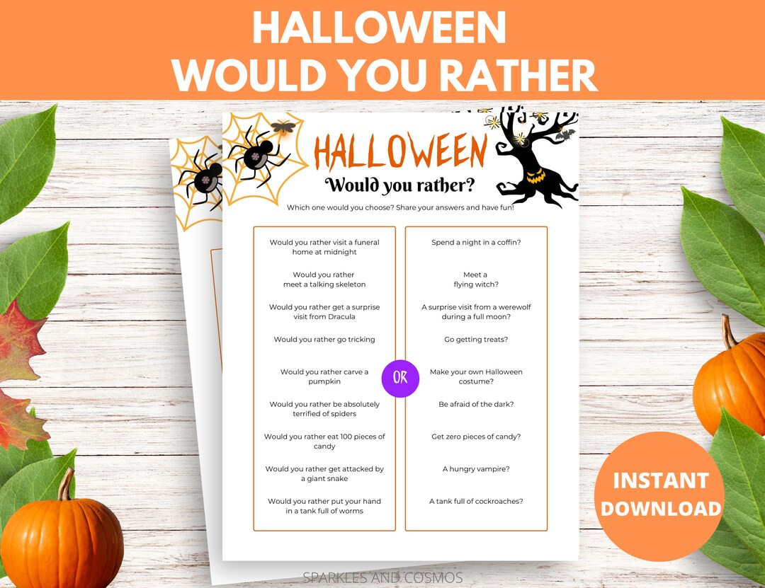 Halloween Would You Rather Printable- This or That - Game Printable ...
