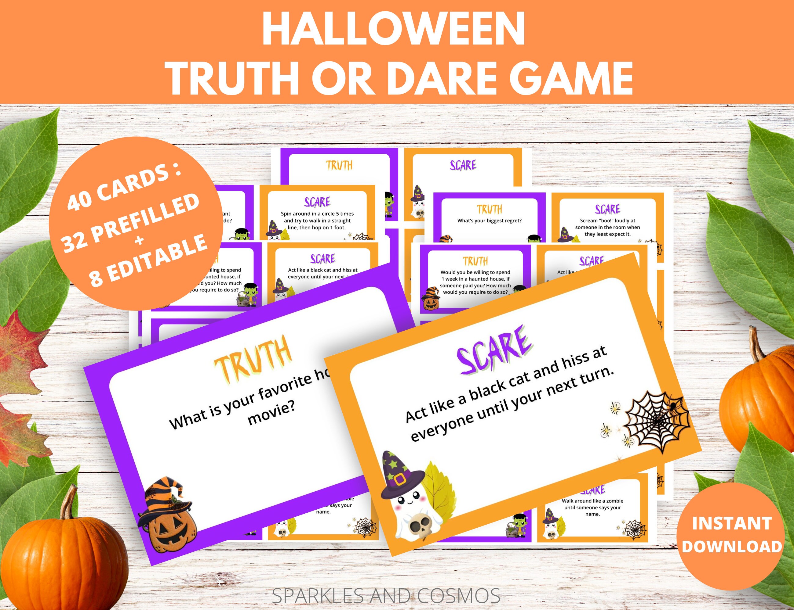 Truth or Dare Game- Truth or Scare Game- Halloween Party Games for Kids ...