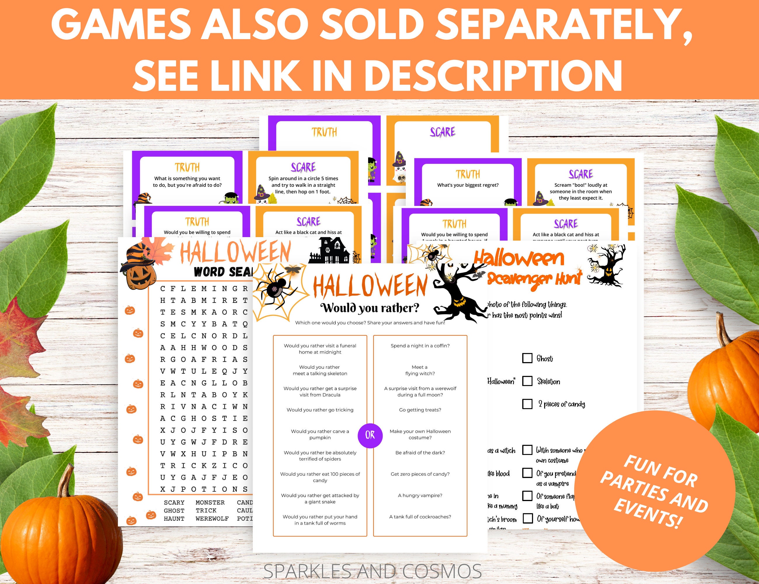 Halloween Party Games BUNDLE Printable- Halloween Scavenger Hunt- Would ...