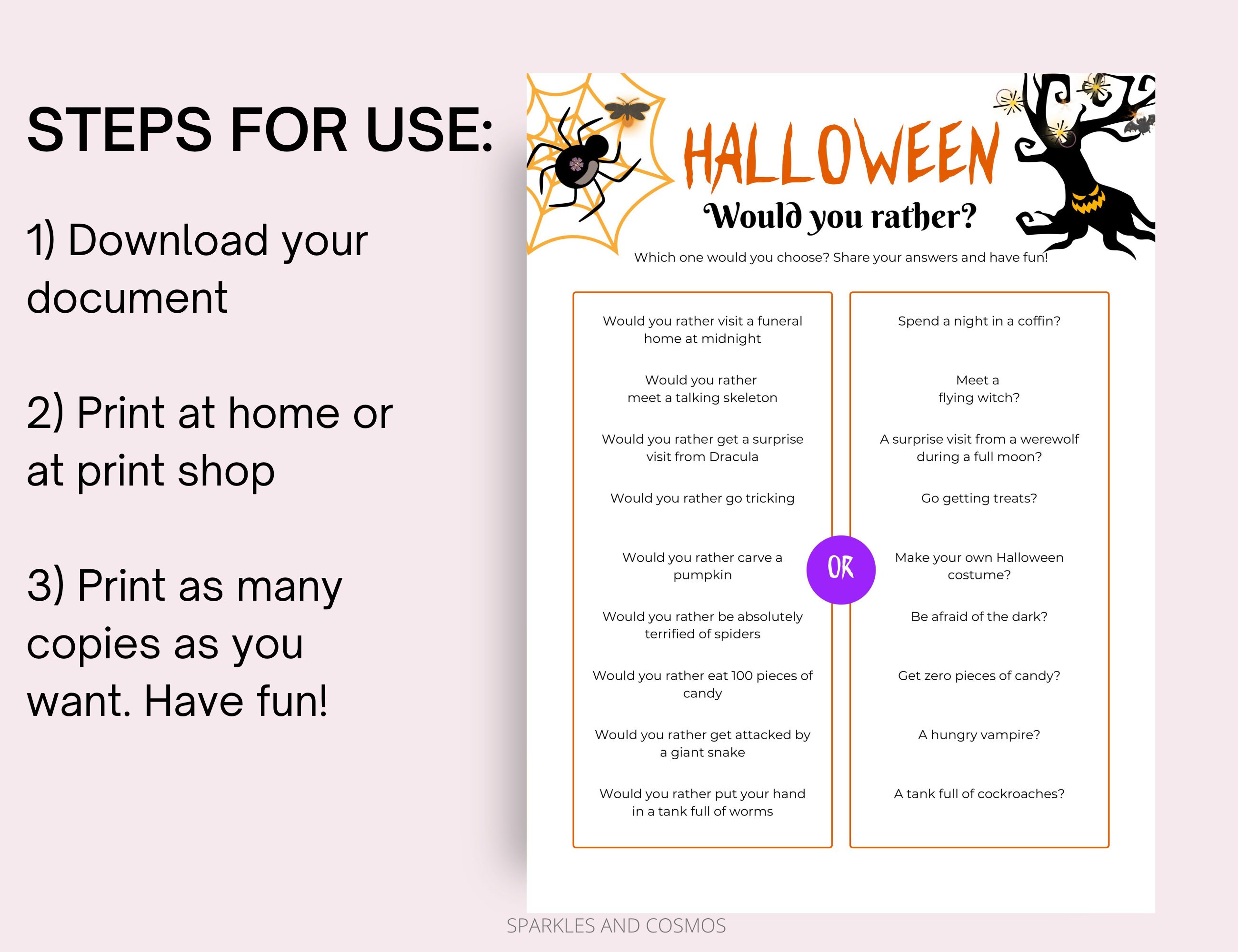 Halloween Would You Rather Printable- This or That - Game Printable ...