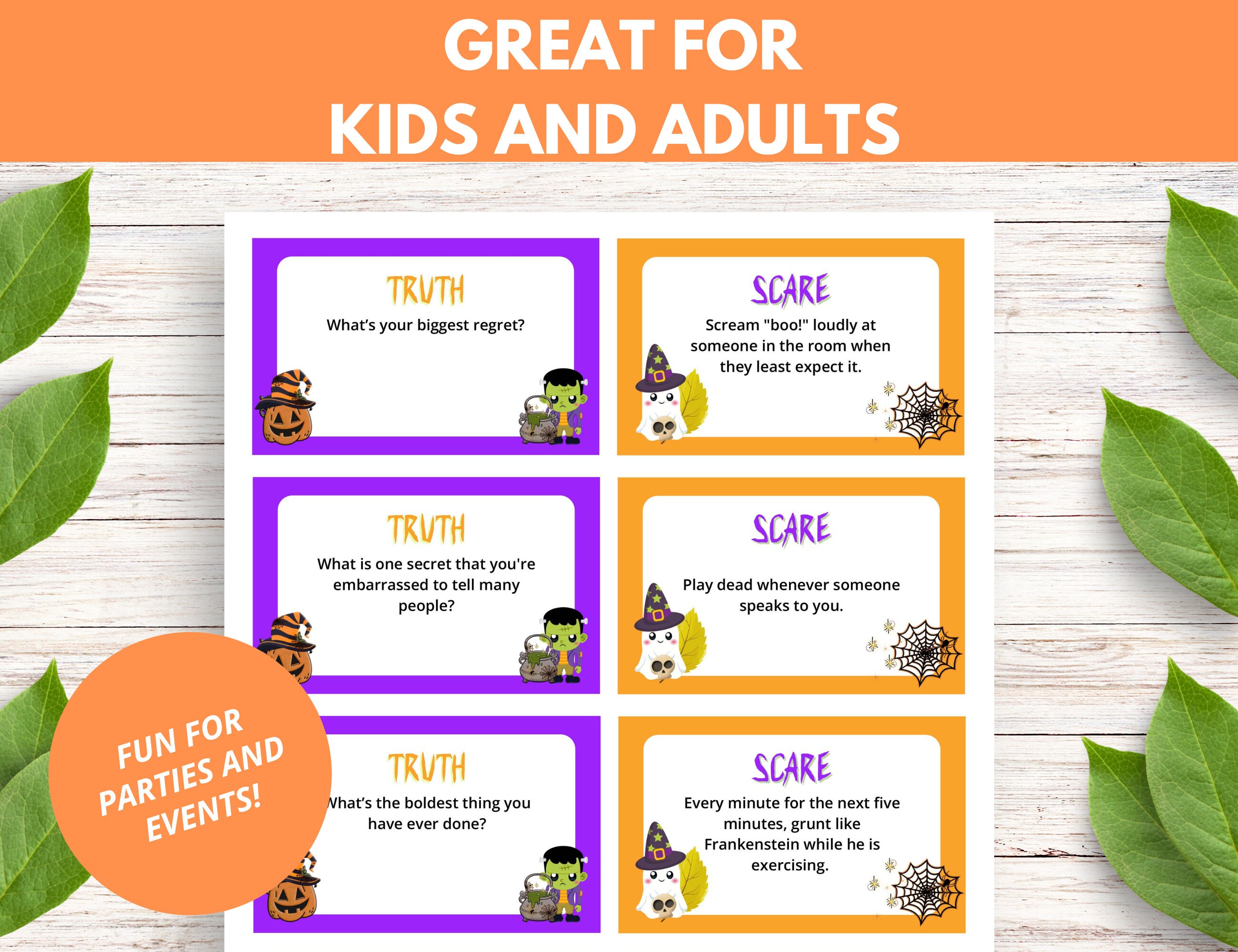 Truth or Dare Game- Truth or Scare Game- Halloween Party Games for Kids ...