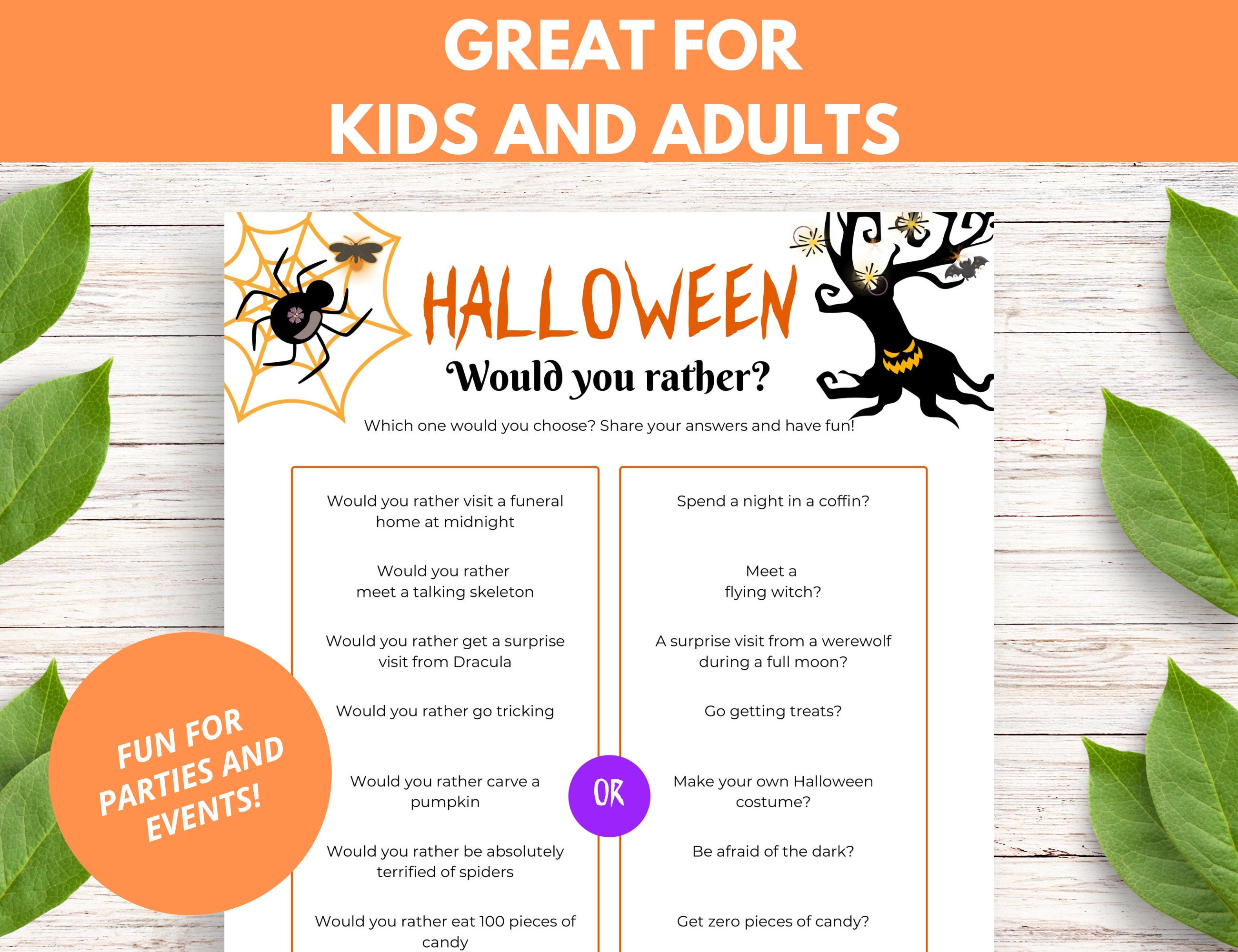 Halloween Would You Rather Printable- This or That - Game Printable ...