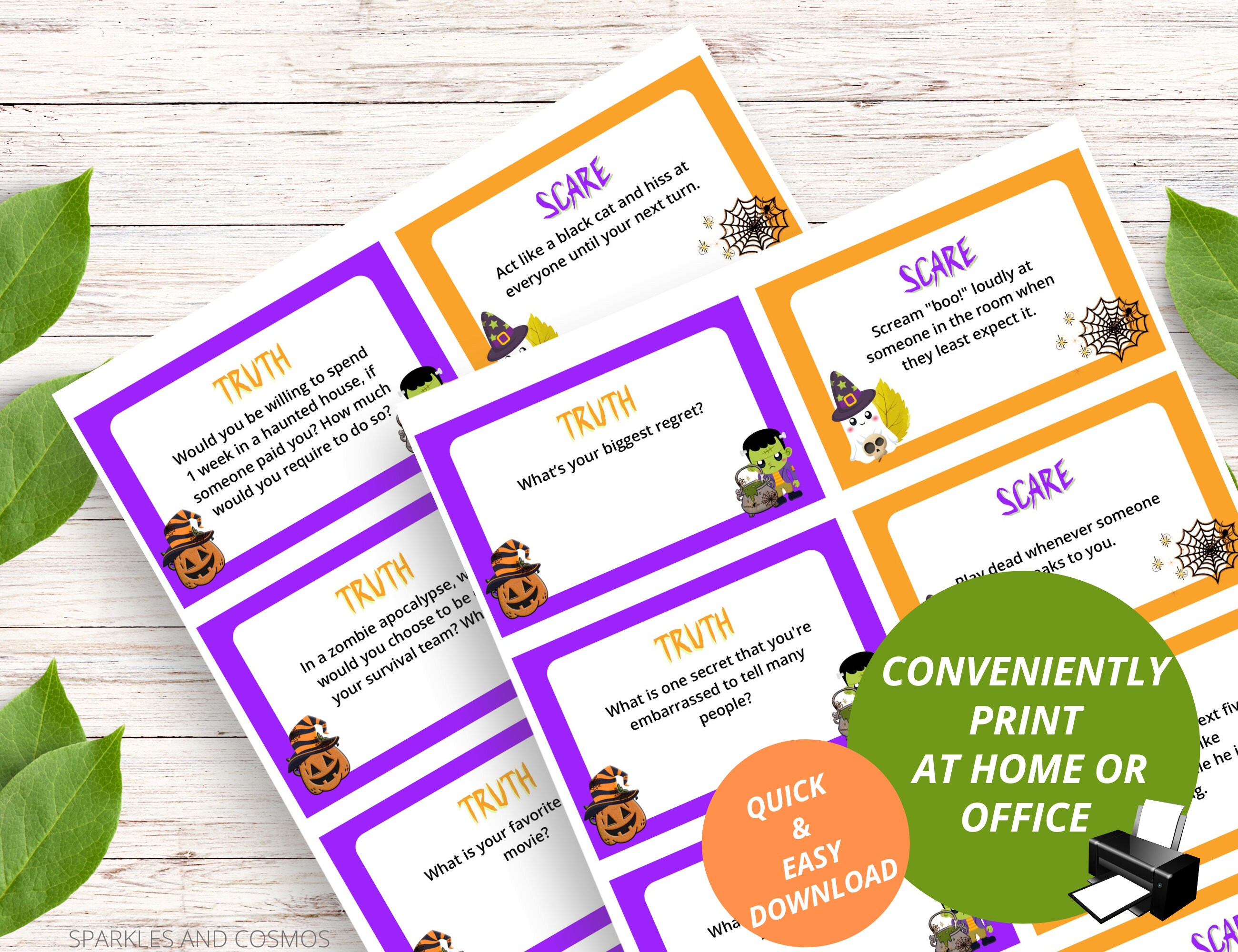 Truth or Dare Game- Truth or Scare Game- Halloween Party Games for Kids ...