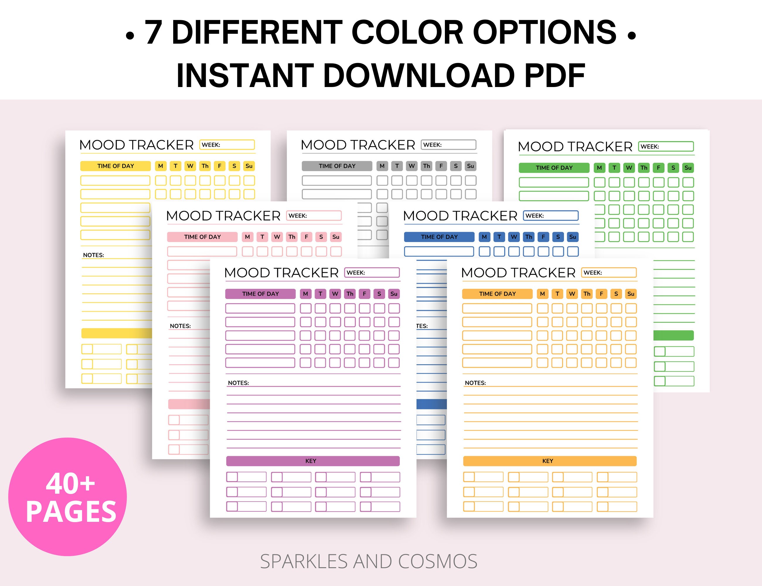 Weekly Mood Tracker. Printable Mood Track PDF. Self Care Journal ...