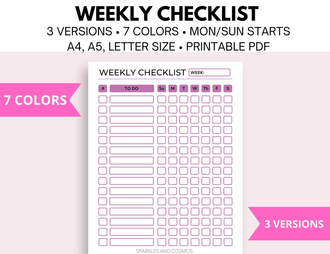 To Do List Printable Weekly, to Do List Notebook, Checklist Printable ...