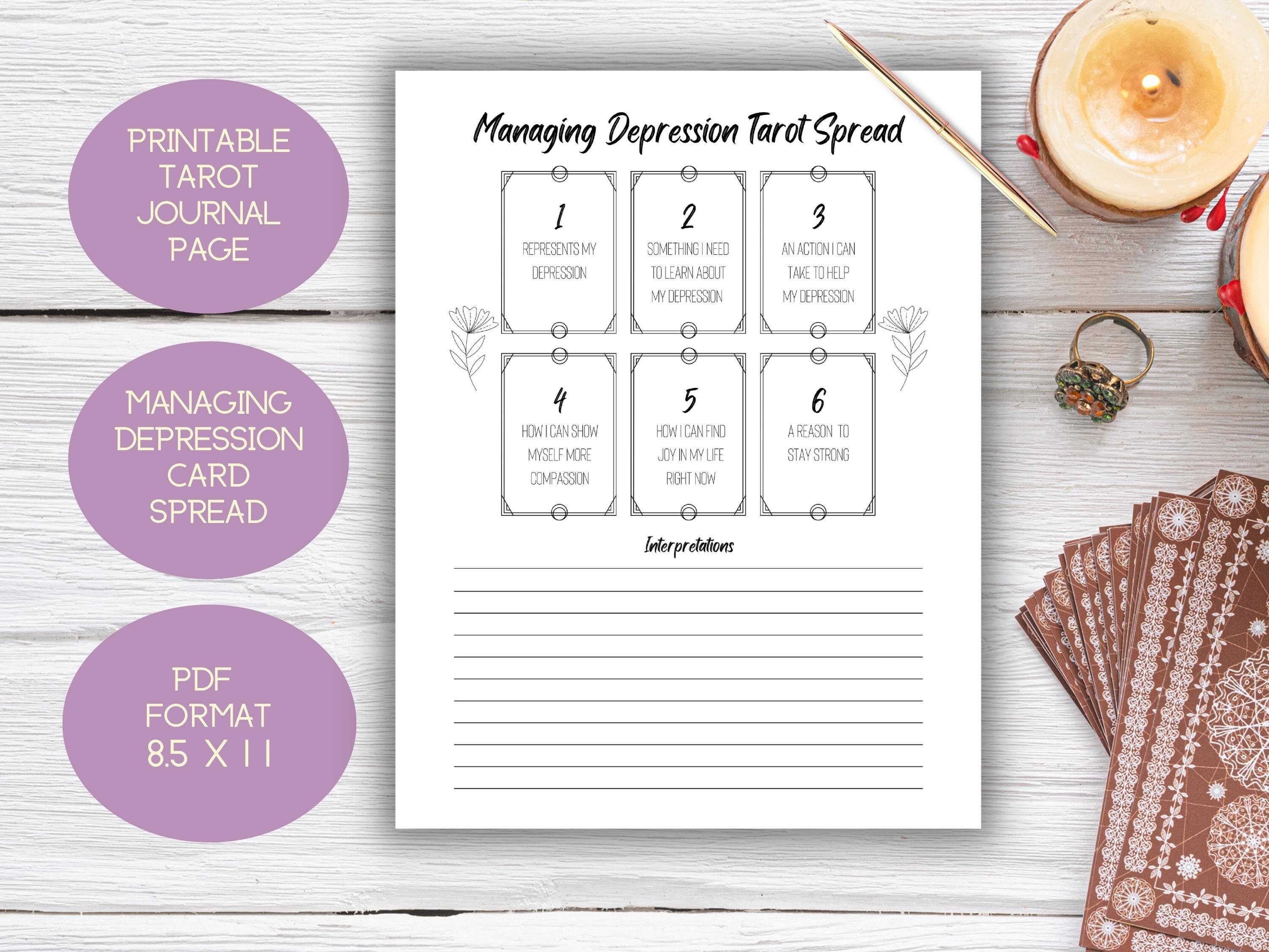 Managing Depression Tarot Card Spread, Tarot Journal Printable, Mental ...