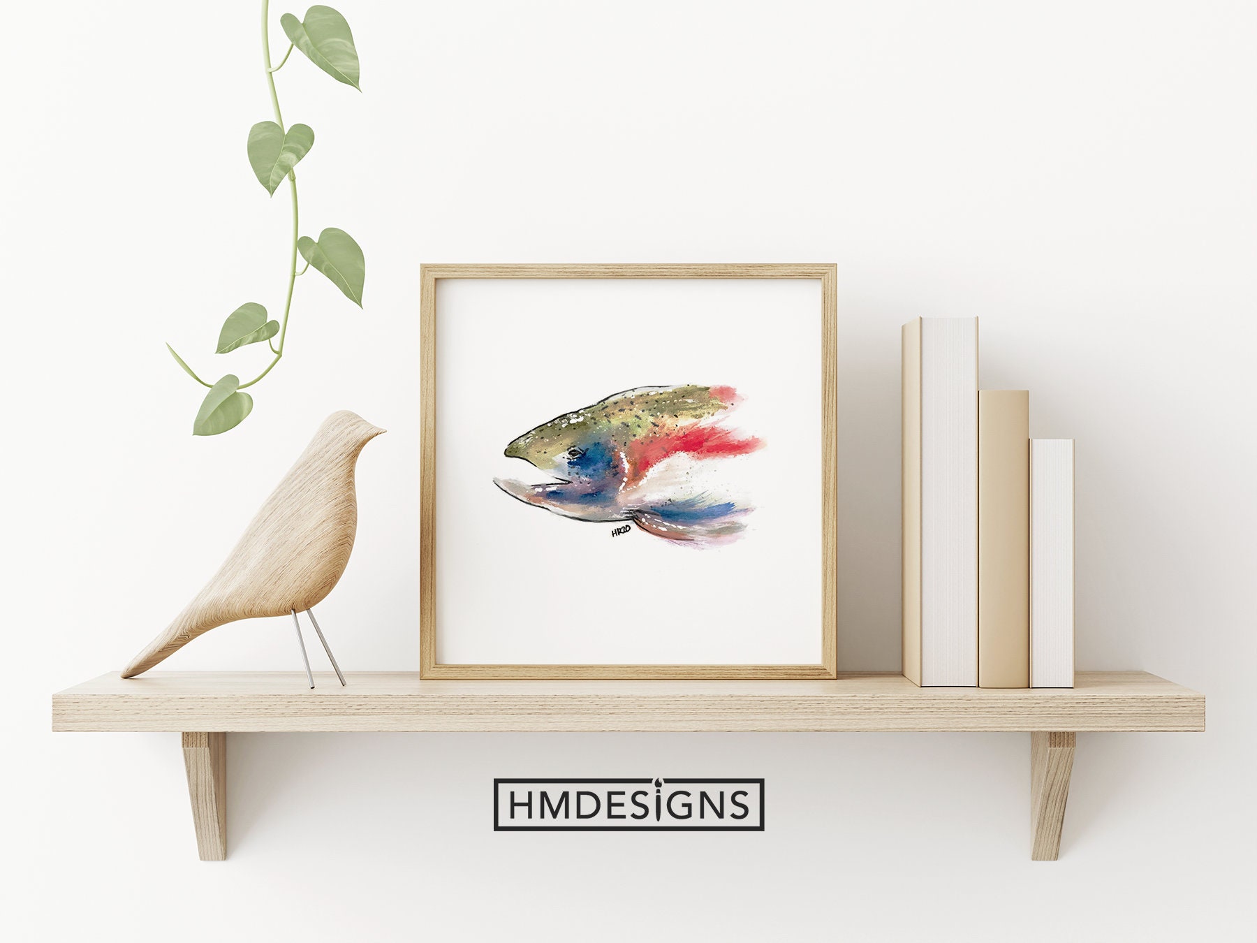 Fish | Watercolor Art | Printable | Rainbow Trout | Fishing - Etsy
