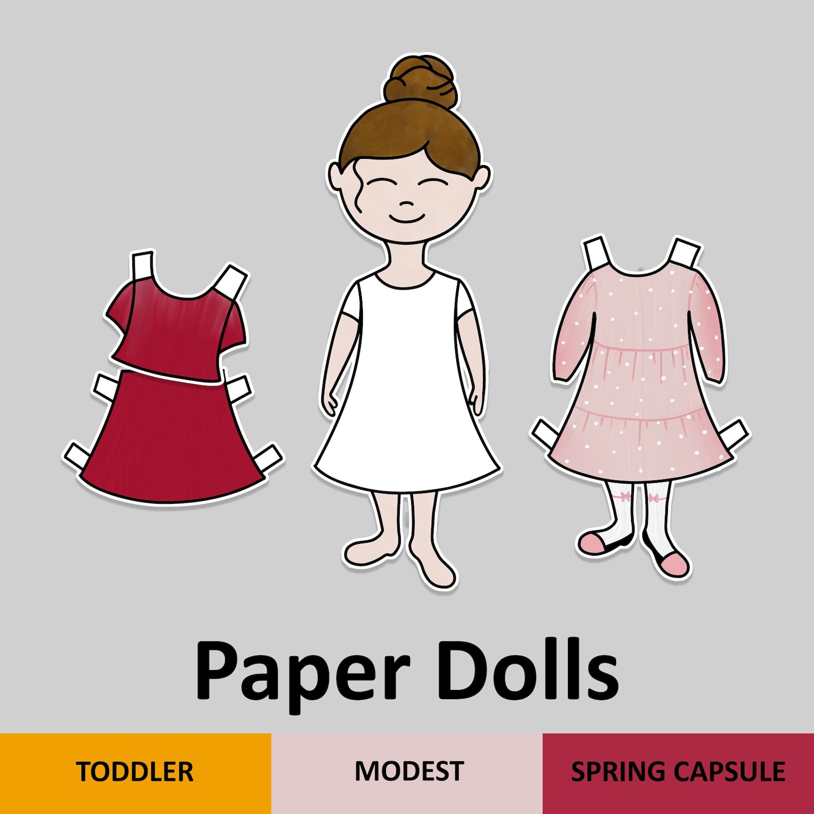 Paper Dolls | Toddler Girls | Printable | Modest | Paper Cut-out - Etsy