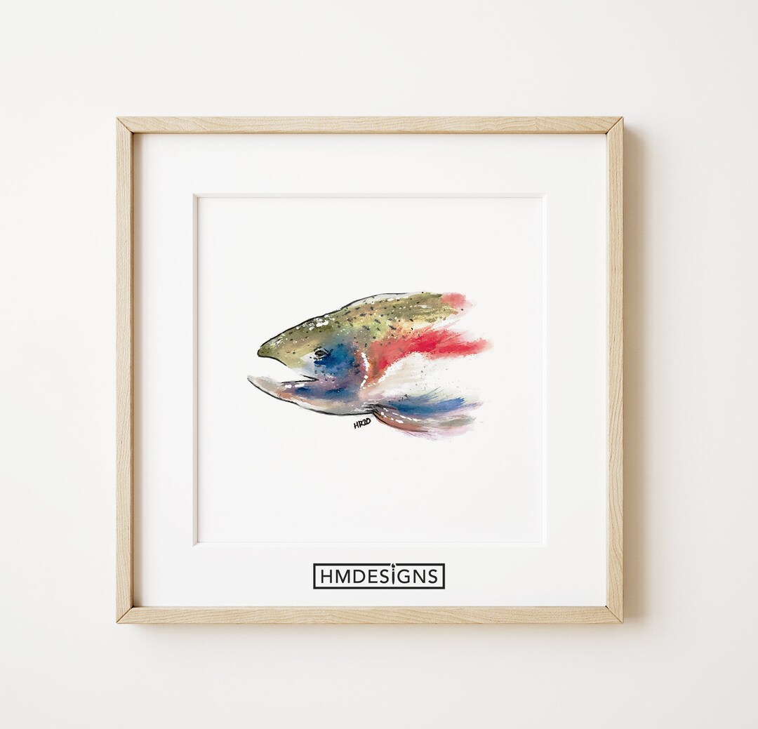 Fish | Watercolor Art | Printable | Rainbow Trout | Fishing - Etsy
