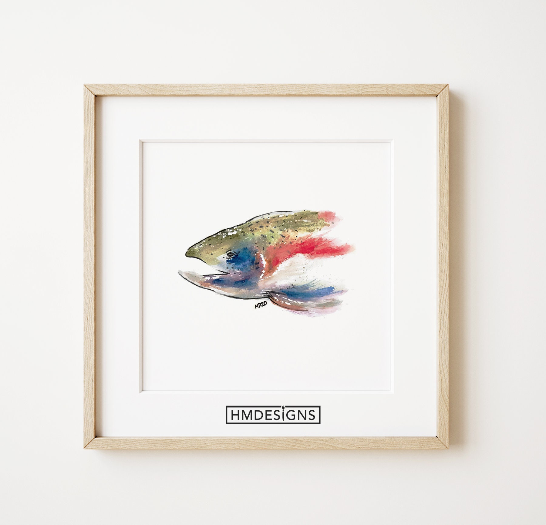 Fish | Watercolor Art | Printable | Rainbow Trout | Fishing - Etsy