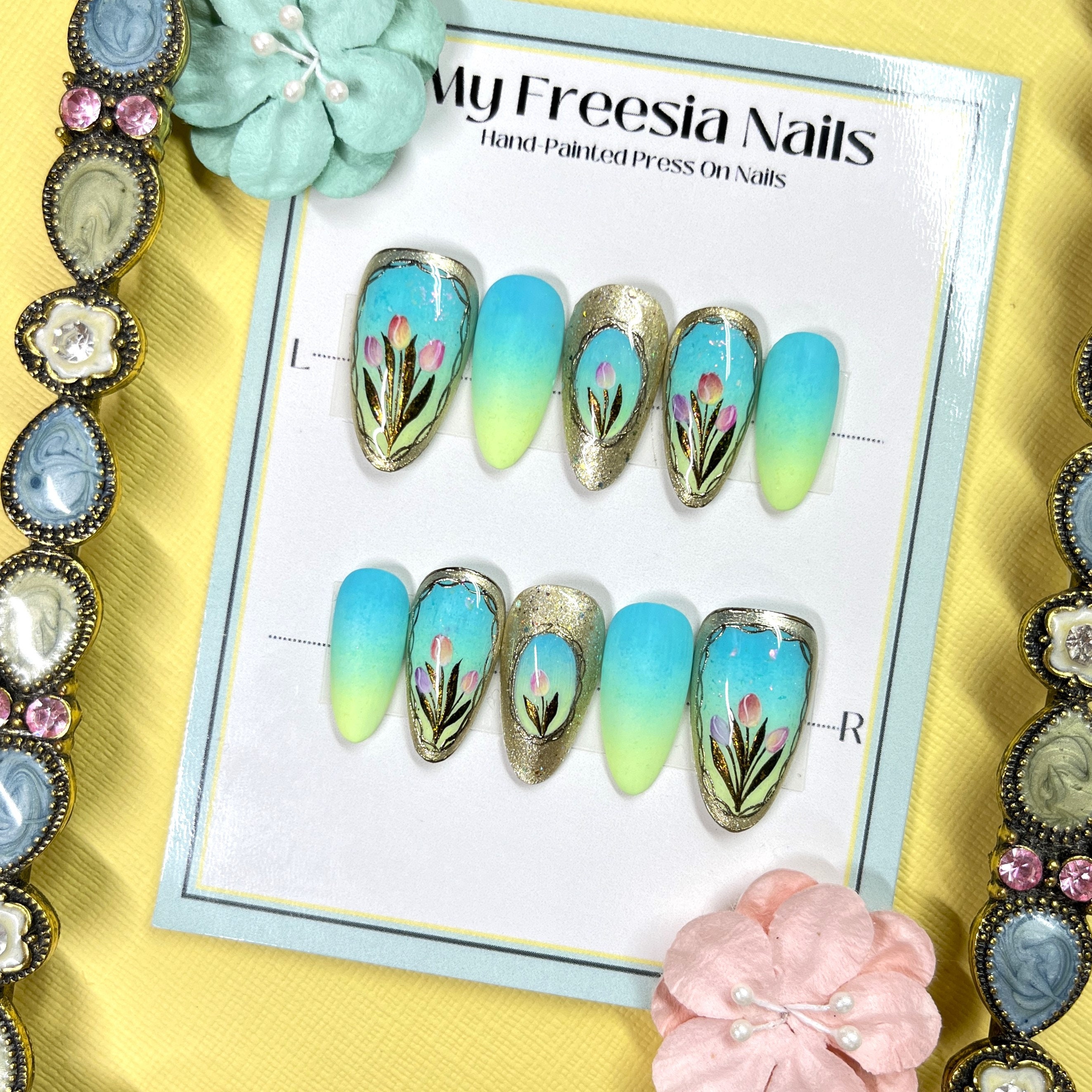 Press on Nails Almond Press on Nails Gold Press on Nails Short Press on ...