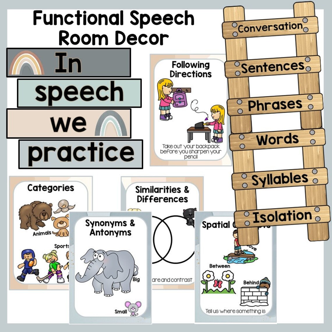 Speech Therapy Room Decor / Bulletin Board Decorations Muted - Etsy
