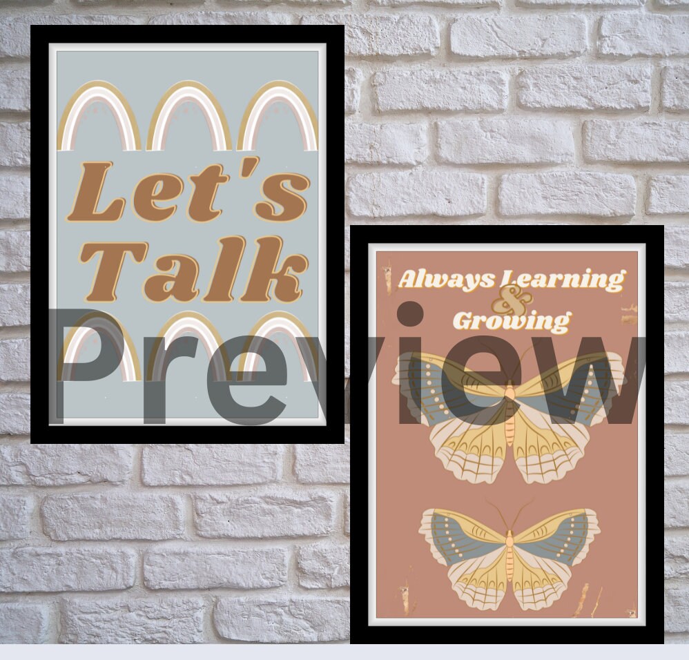 Speech Therapy Room Posters Muted Boho Rainbow - Etsy