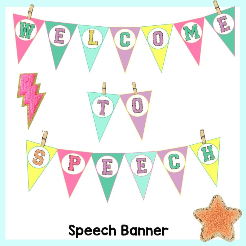 Speech Therapy Room Decor Glitter Varsity Patch Letters - Etsy