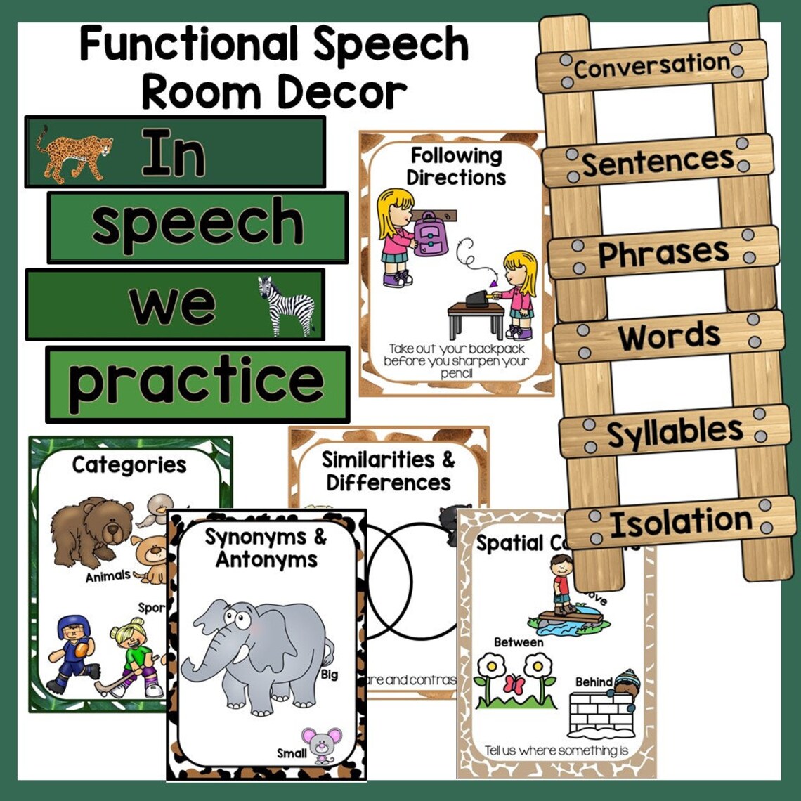 Speech Therapy Room Decor Jungle Animals - Etsy