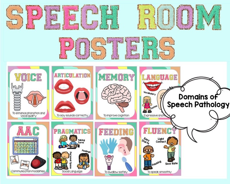 Domains of Speech Language Pathology Posters - Glitter Varsity Patch ...