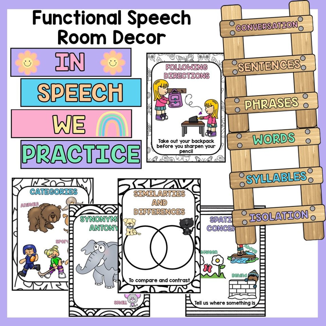 Speech Therapy Room Decor | Groovy Retro Pastels - Etsy