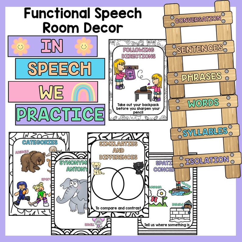 Speech Therapy Room Decor | Groovy Retro Pastels - Etsy