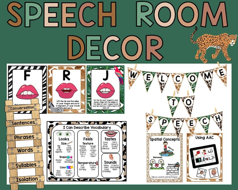 Speech Therapy Room Decor | Jungle Animals - Etsy