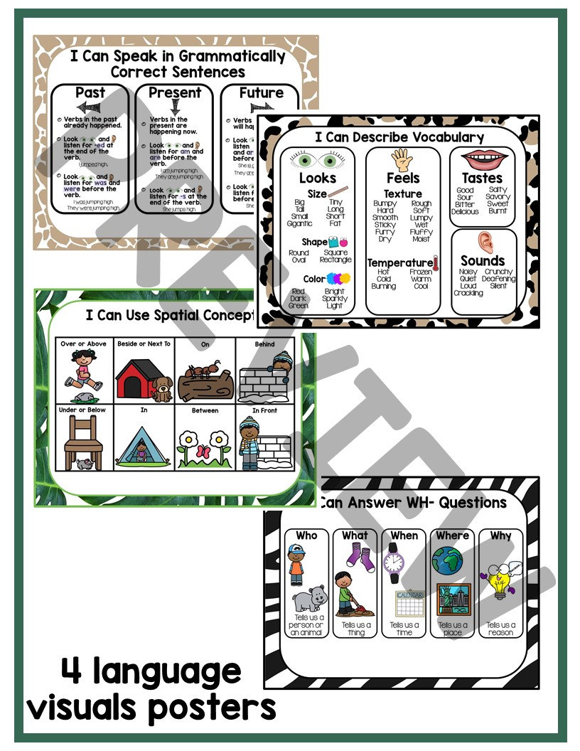 Speech Therapy Room Decor Language & Articulation Posters | Safari ...