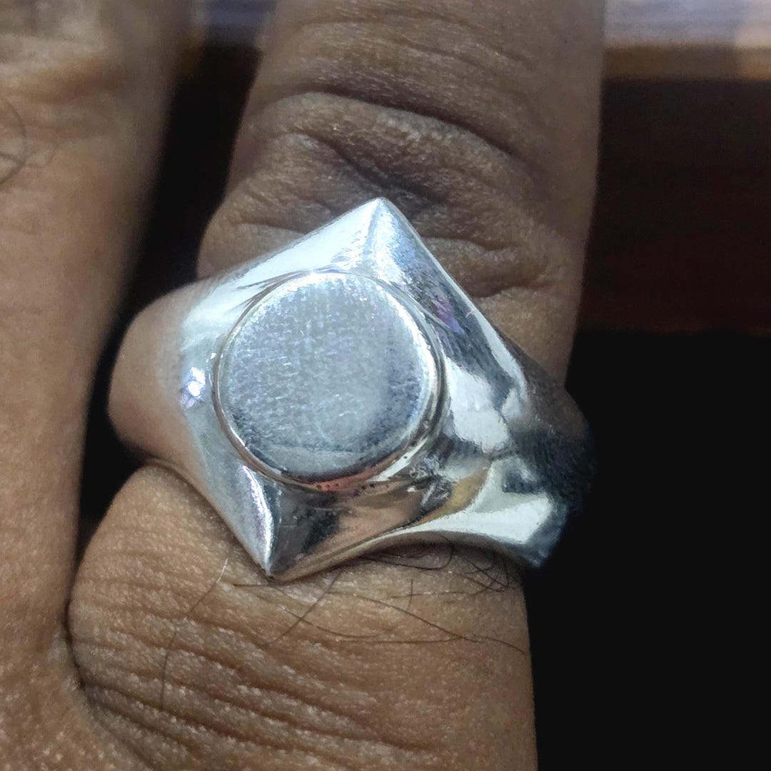 Sterling Silver Dome Signet Ring, Men's Band - Etsy