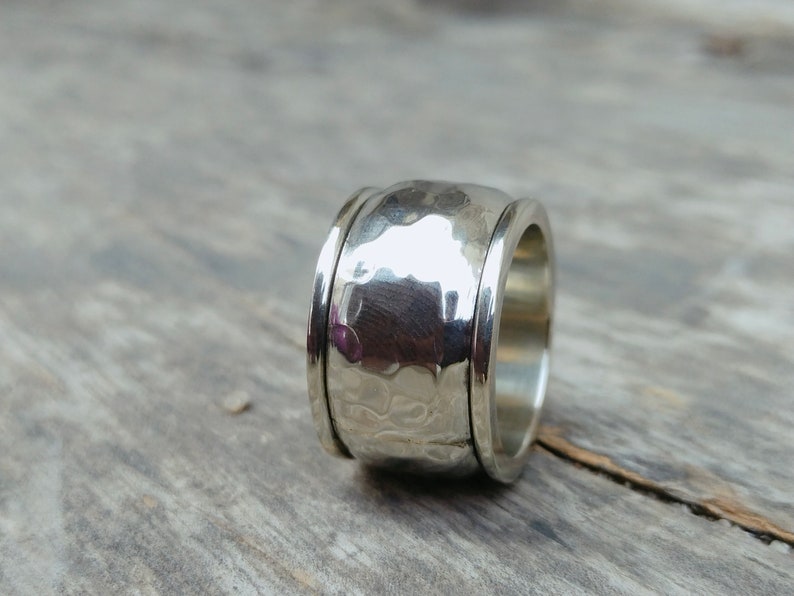 Sterling Silver Spinner Ring, Boho Wide Band, Handmade Fidget Ring - Etsy