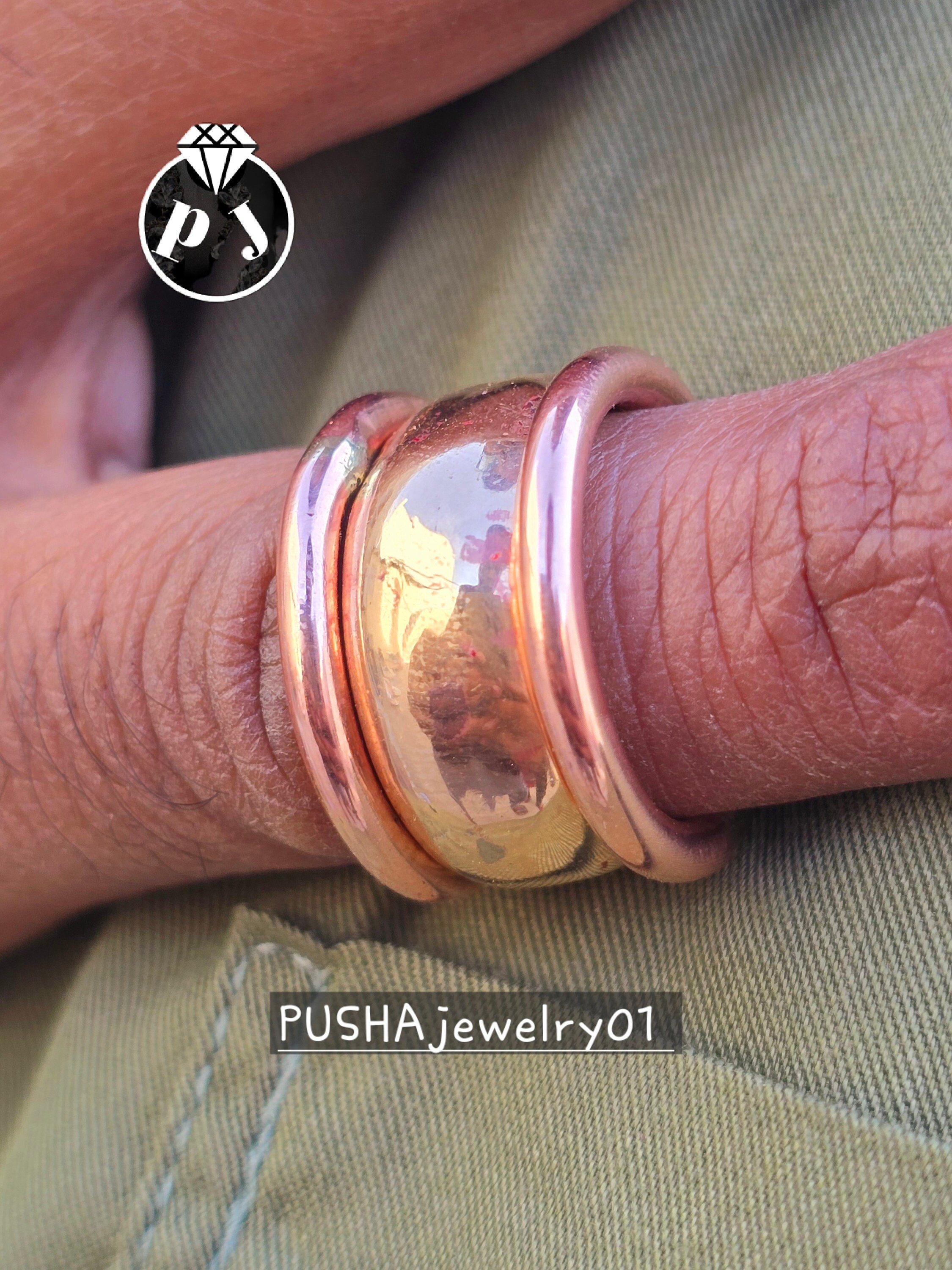 3 Set Dome Ring, Copper Ring , Minimalist Ring, Designer Unique Style ...