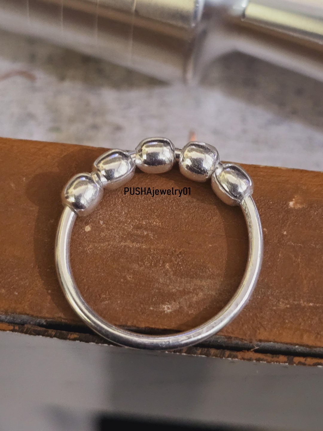 Beads Ring, 925 Sterling Silver, Orbit Ring, Silver Ring, Anxiety Ring, Beads Orbit on Silver ...